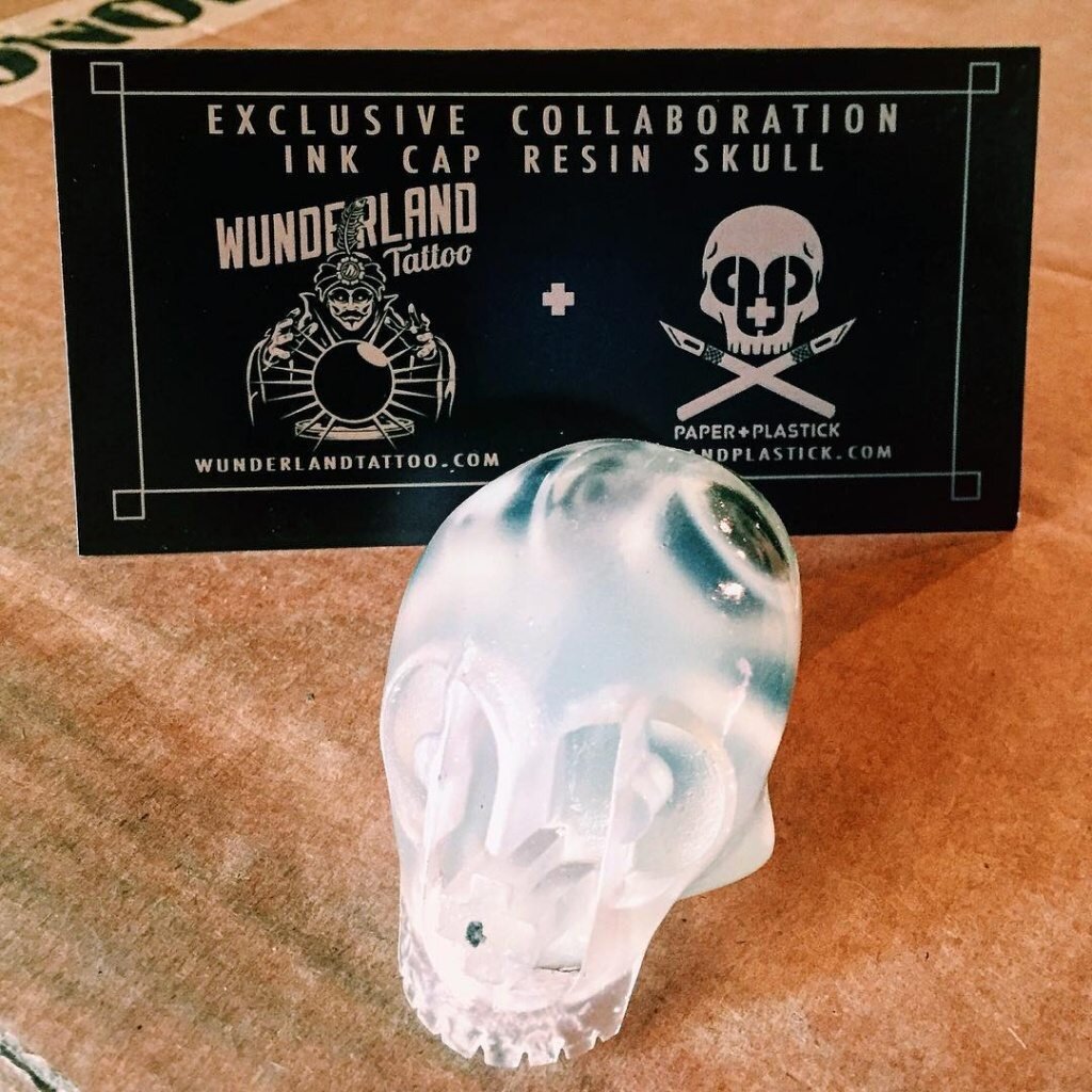 Black Ink Cap Skull by Paper & Plastick x Wunderland Custom Tattoo ...