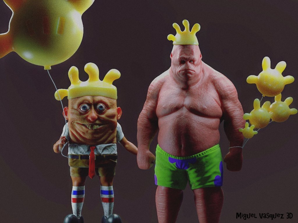 Untooned SpongeBob Squarepants and Patrick Star Humanoid Sea Friends By ...